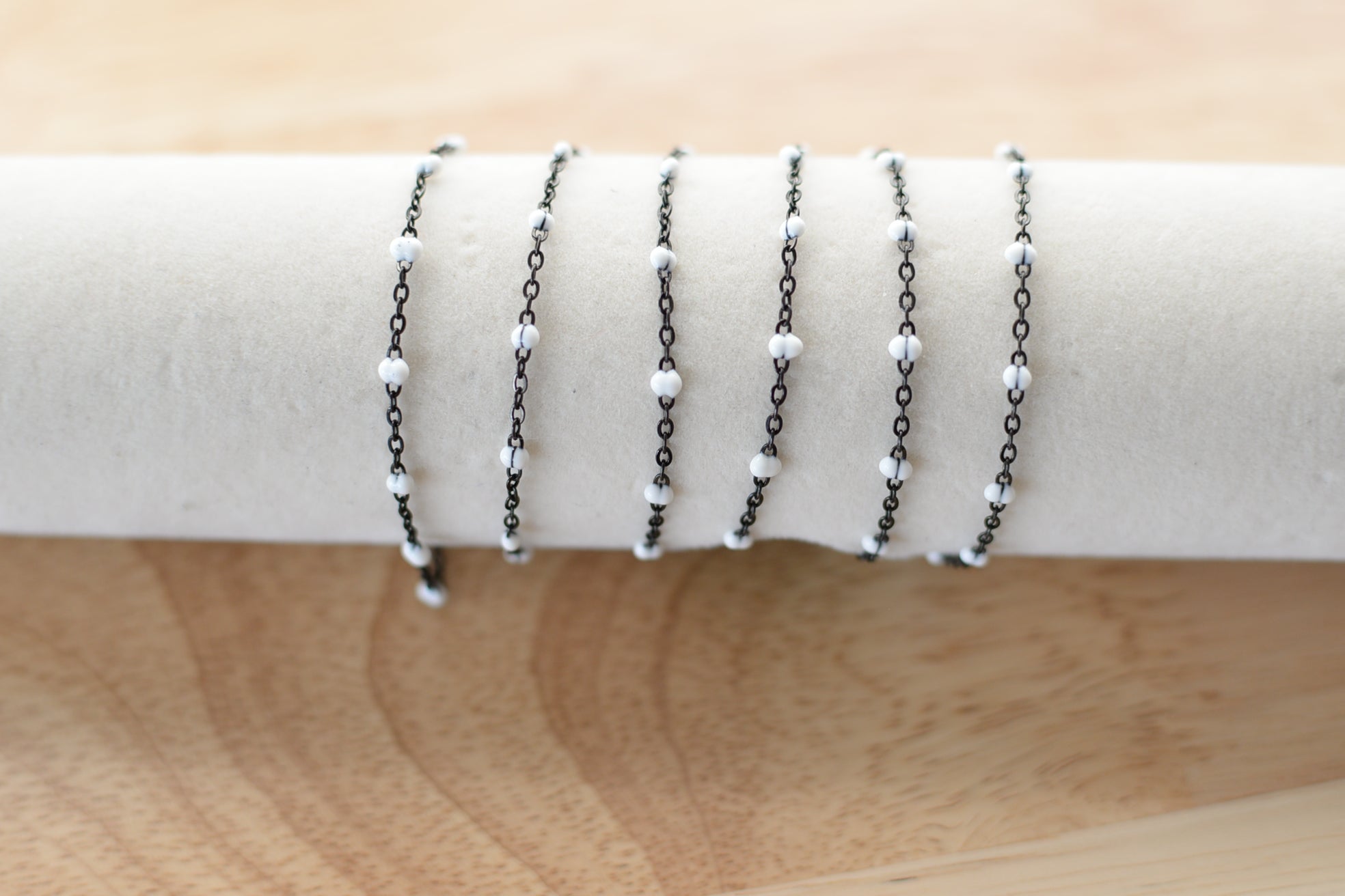 Black Stainless Steel White Enamel | luxe gems & chains