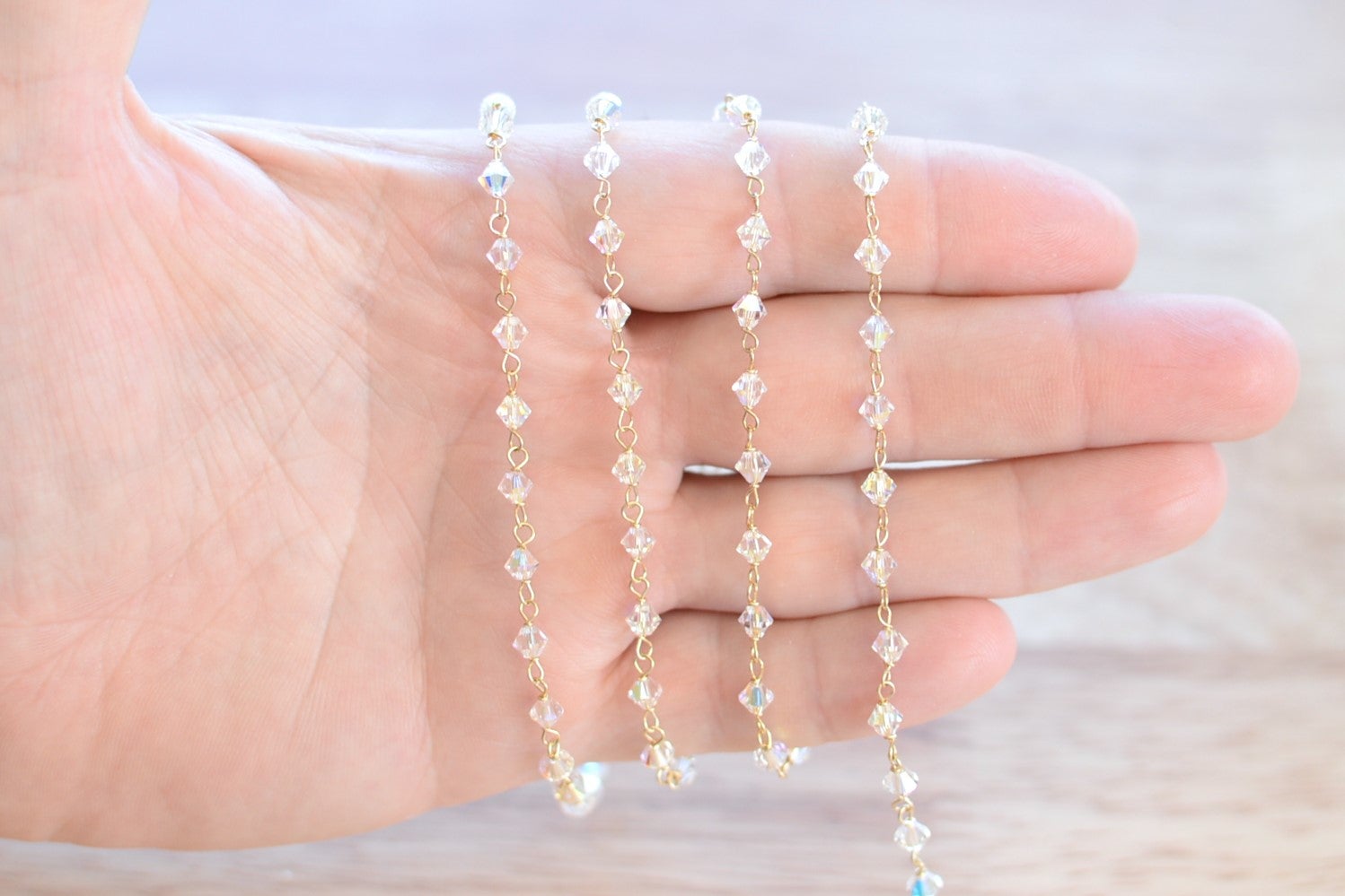 14k gold filled Swarovski Crystal Bead Chain | luxe gems & chains