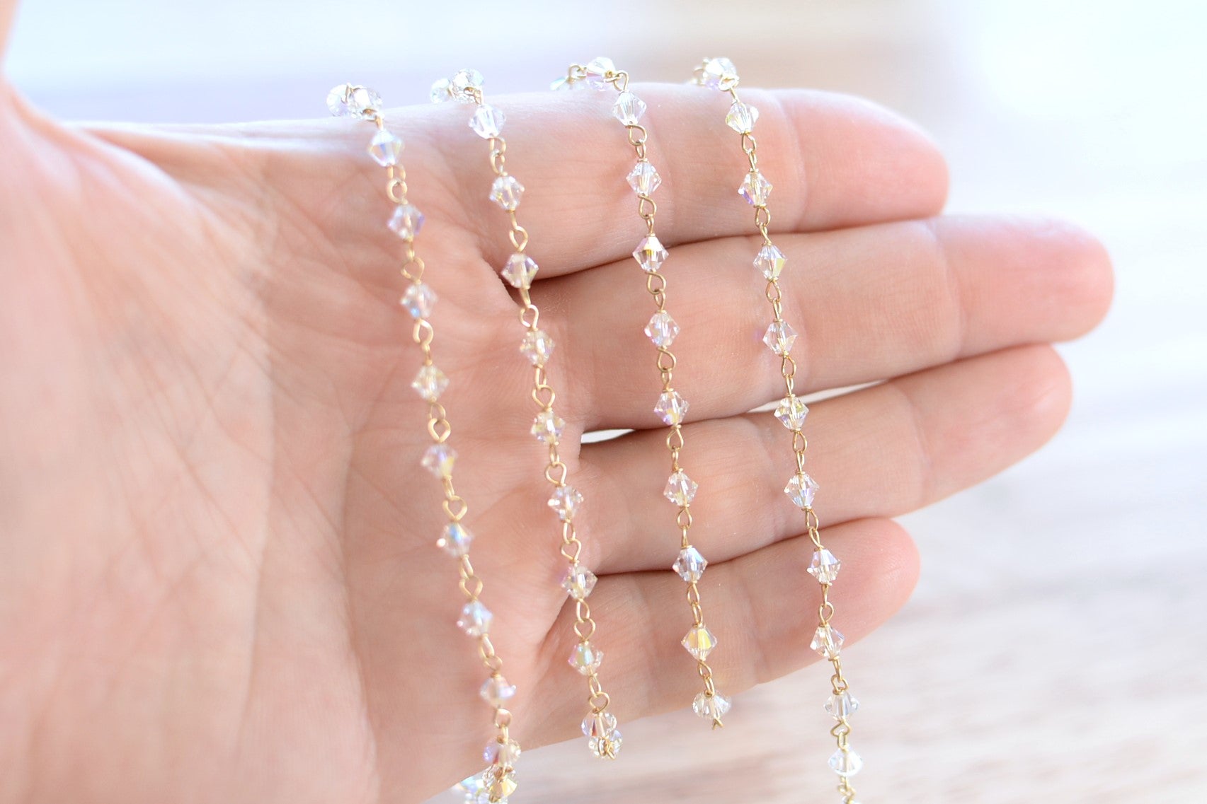 14k gold filled Swarovski Crystal Bead Chain